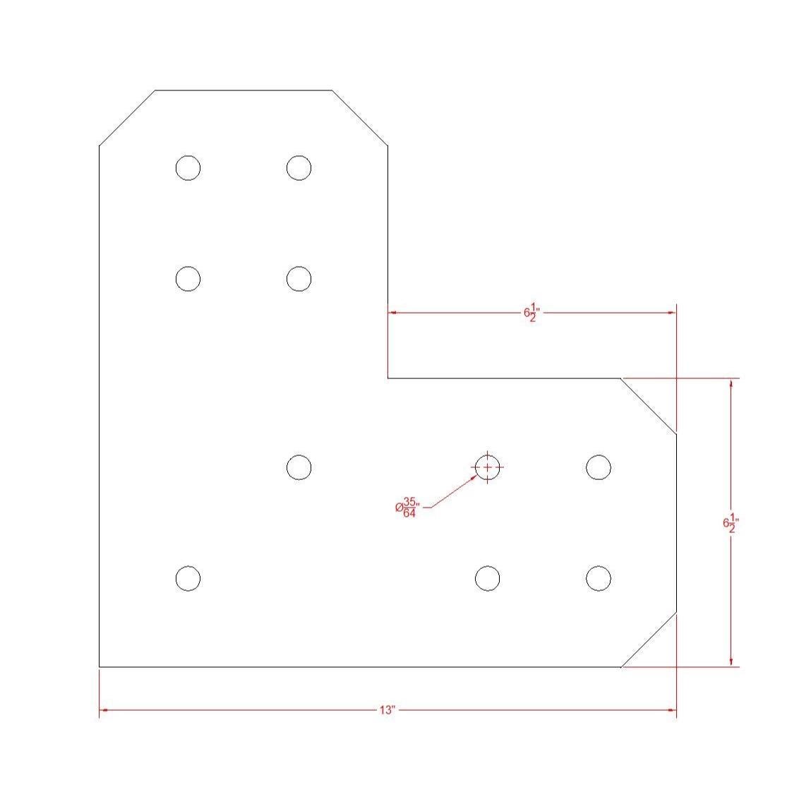 Chamfered Design L Bracket for 8" Post, 8x8 L Support Bracket, Pergola ...