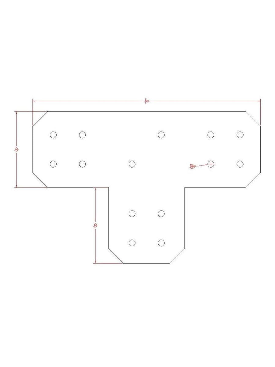 Chamfered Design T Bracket for 8" Post, 8 Inch T Bracket Bolt Plate, T ...