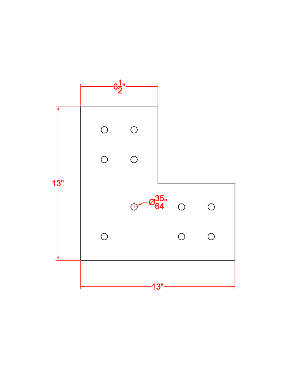Structural Design L Bracket for 8" Post, 8x8 L Support Bracket, Pergol ...