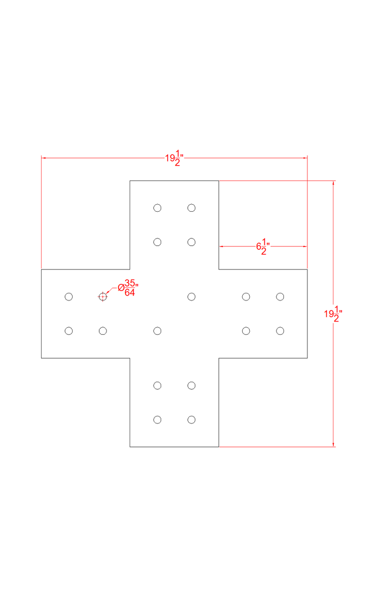Structural Design X Bracket for 8" Post, 8x8 Bolt Plate, 8 Inch X Supp ...