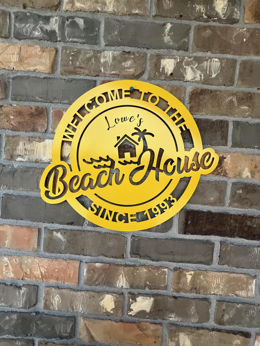 Personalized Beach House Sign - Customized Metal Wall Art for Backyard ...