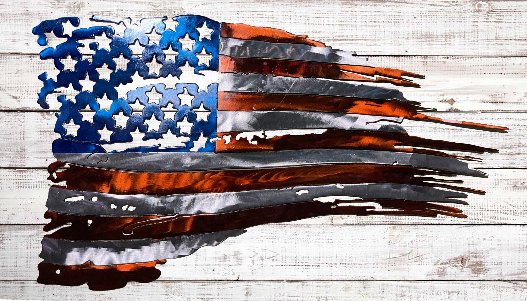 Tattered American Flag Metal Tattered American Flag Metal Wall Art