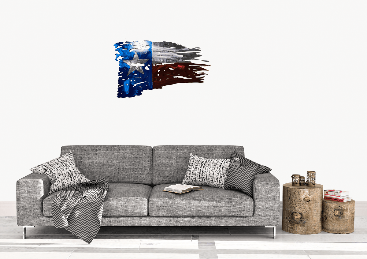 Tattered Texas Flag Metal Wall Art - Custom Steel Home Decor – Texas ...