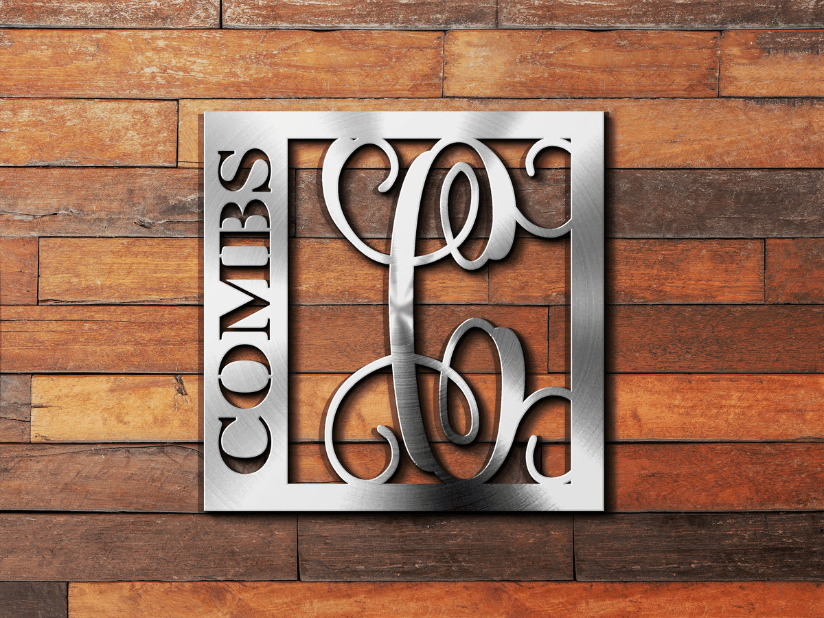Last Name Monogram Sign, Last Name with Initial Monogram Sign, Custom ...