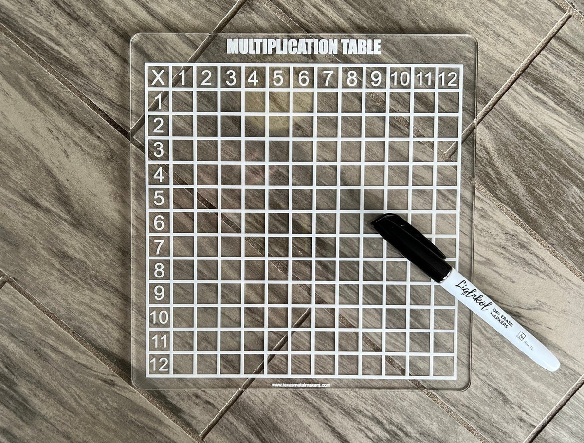 Dry Erase Multiplication Table Board Acrylic | Reusable Washable Math ...