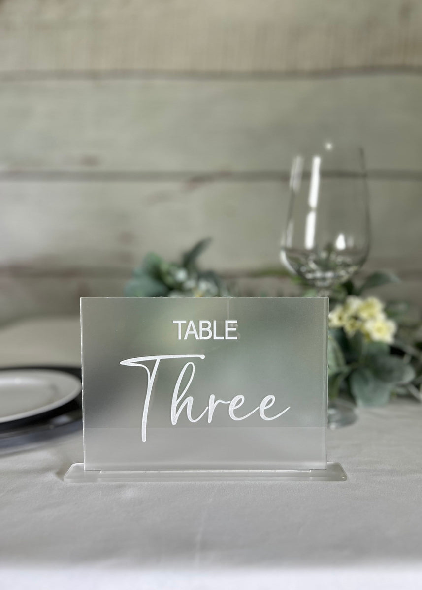 Frosted Acrylic Engraved Table Numbers | Custom Table Numbers | Weddin ...
