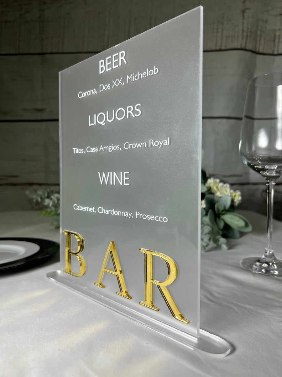 Acrylic 3D Bar Sign | Custom Bar Sign | Bar and Menu Sign | Signature ...