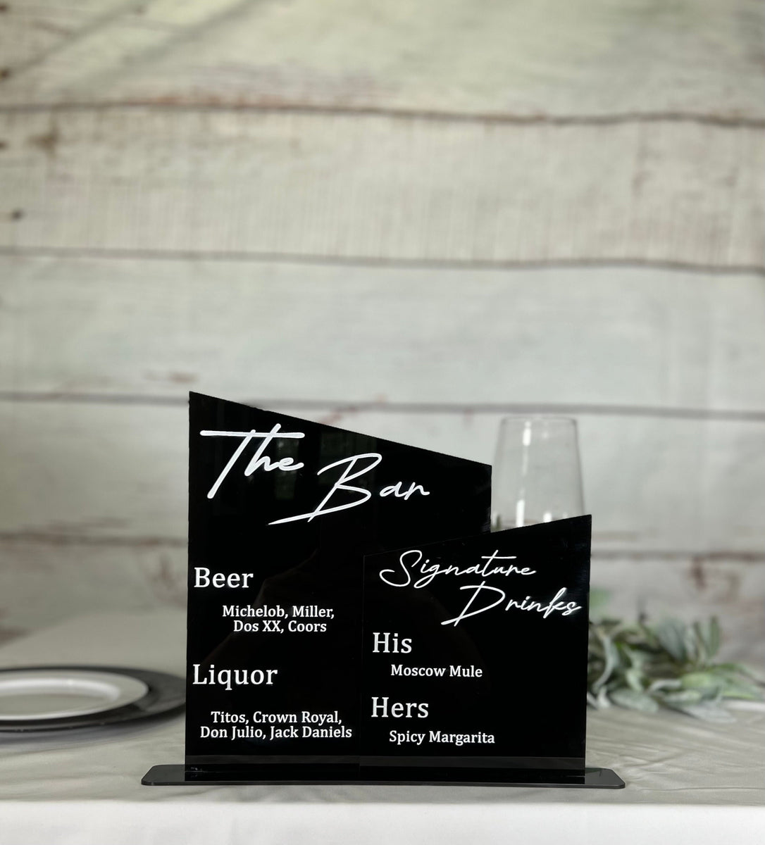 Acrylic Angled Bar Sign | Custom Bar Sign | Bar and Menu Sign | Signat ...